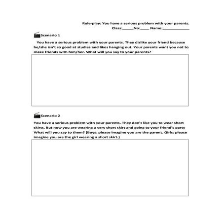 role play: have a serious problem with your parents | DOC