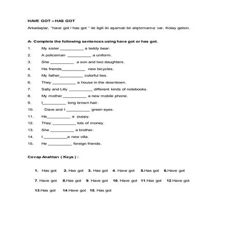 Have got-grammar-exercises