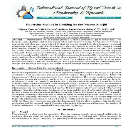 Haversine Method in Looking for the Nearest Masjid | PDF