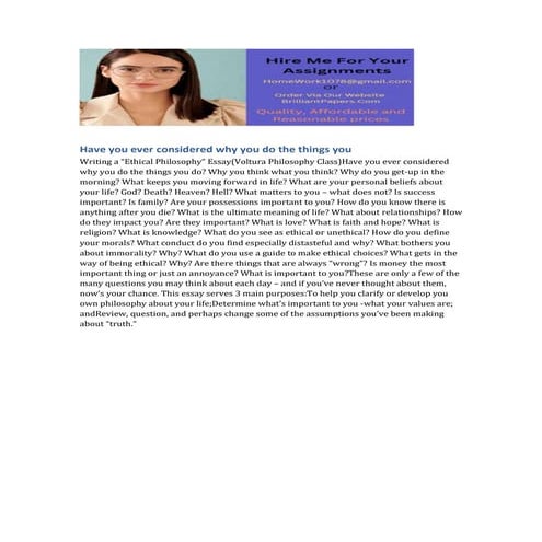 Have you ever considered why you do the things you.docx
