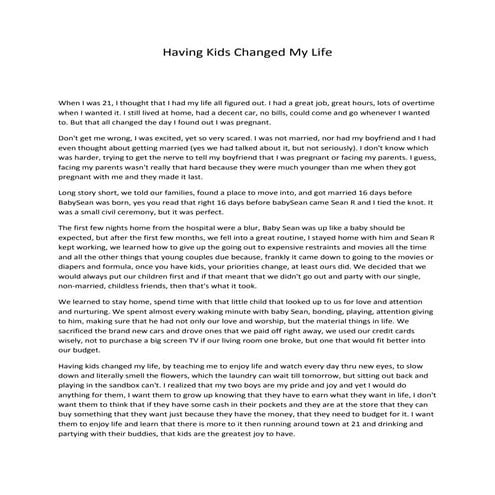 Having kids changed my life | DOCX