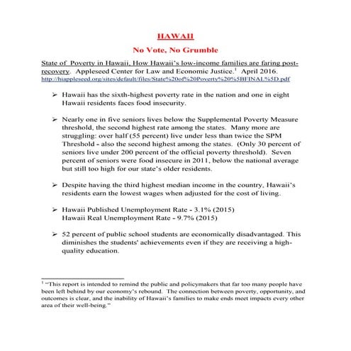 Hawaii - Poverty - Change for Our Future | PDF