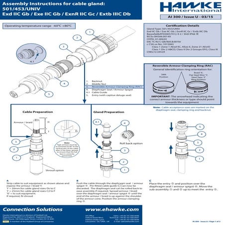 Hawke Universal Cable Glands - Installation Instruction | PDF