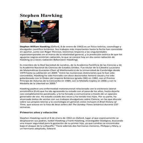 Biografía de Stephen hawking | PPTX