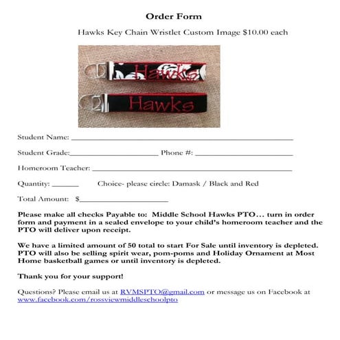 Hawk wristlet order form | PDF | Business | Business and Finance