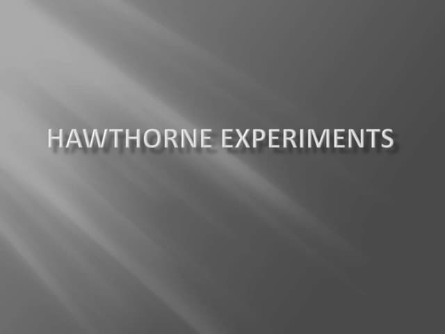 Elton mayo hawthorne experiment | PPTX