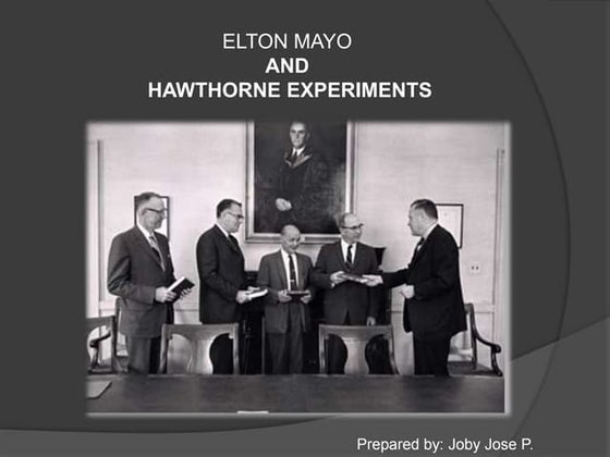 Human Relation Theory: The Hawthorne Experiment | PPTX