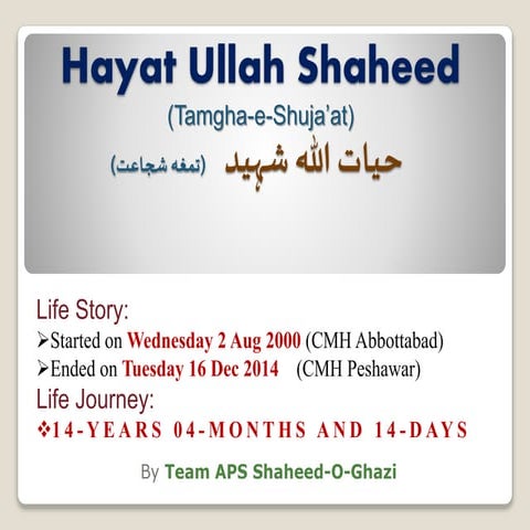 Hayat Ullah (RIP) Tamgha-e-Shuja'at | PPTX