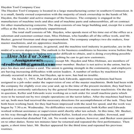 Hayden Tool Company CaseThe Hayden Tool Company is located in a la.pdf