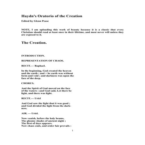 Haydn's oratorio of the creatio | PDF