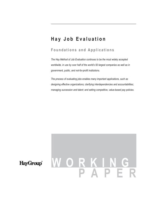 Hay method of job evaluation | PDF