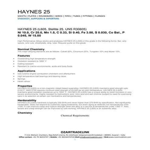 Haynes 25 Round Bar Supplier & Exporter | PDF | Physics | Science