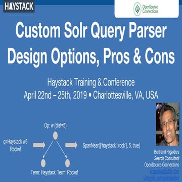 Haystack 2019 Custom Solr Query Parser Design Option And Pros And Cons 0990