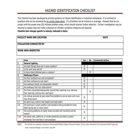 Hazard identification checklist | PDF