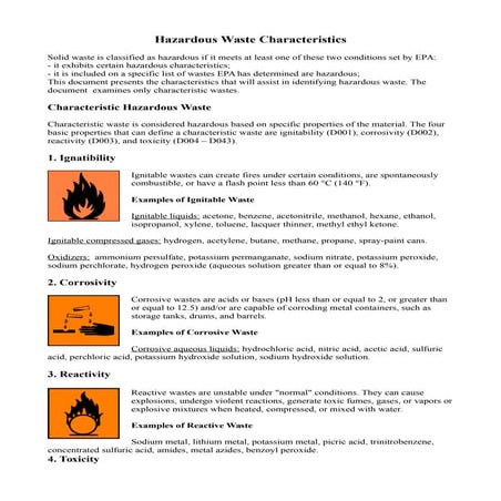 Hazardous Waste Characteristics | PDF
