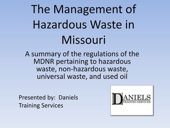 Hazardous waste Management | PPT