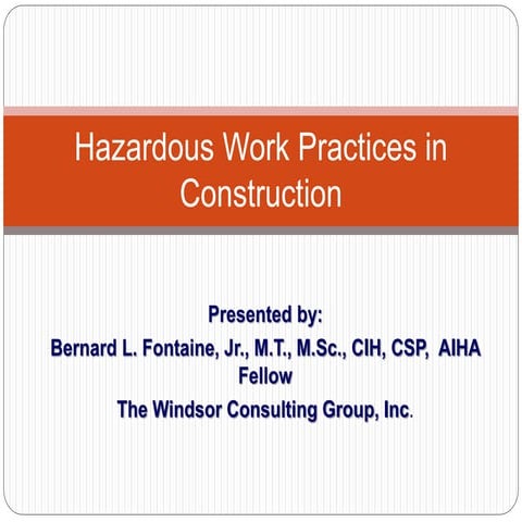 Hazardous Work Practices in Construction | PPT