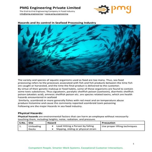Hazards and its Control in Seafood Processing Industry- Physical Hazard ...