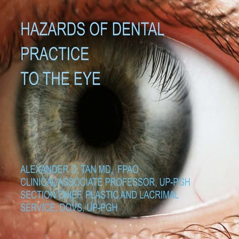Hazards of Dental Practice to the Eye | PPTX