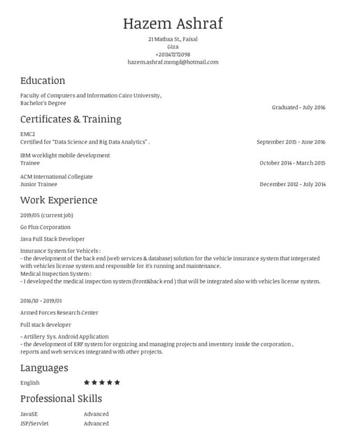 Hazem ashraf-cv-updated | PDF