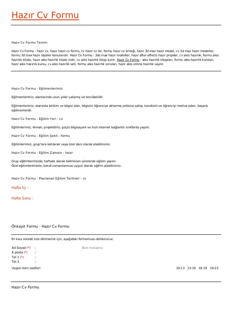 Hazir cv-formu