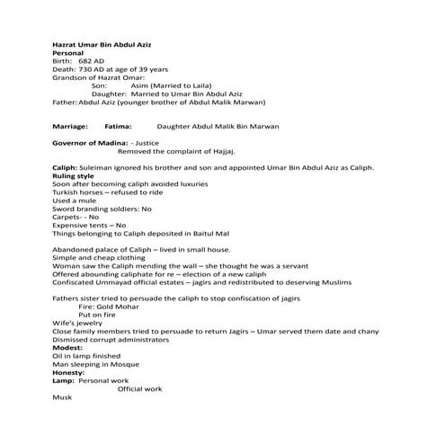 Hazrat umar bin abdul aziz | PDF