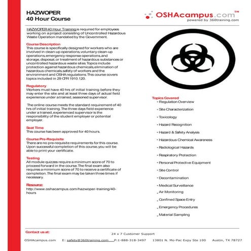 Hazwoper 40 hour training | PPTX