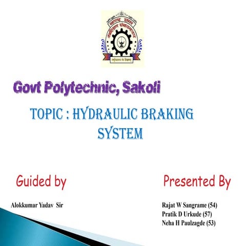 Hydraulic Braking System | PPTX