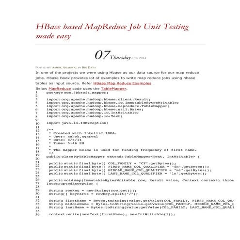 An introduction to Test Driven Development on MapReduce | PPTX