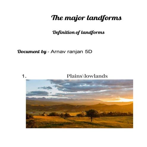 Major Landforms on Earth, Geography class 6 cbse | PDF