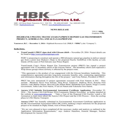 Highbank Year-End Update | PDF