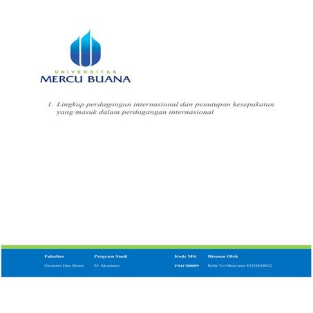 Hbl 14, bella tri oktaviana, hapzi ali, lingkup perdagangan internasional, universitas mercu ...