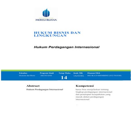 Hbl 14, mei ika, hapzi ali, hukum perdagangan internasional,mercubuana | PDF