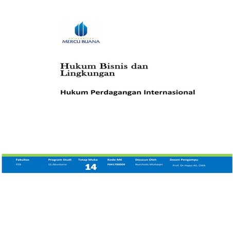 Hbl 14,nurcholis muttaqin,hapzi ali,hukum perdagangan internasional, universitas mercu buana ...