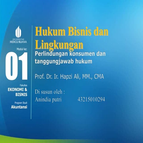 Hbl,anindia putri,hapzi ali, perlindungan konsumen dan tanggungjawab hukum | PPTX