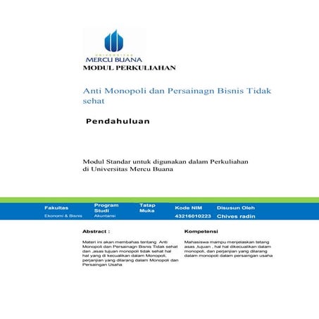 Dampak positif dan negatif perilaku monopoli | DOCX