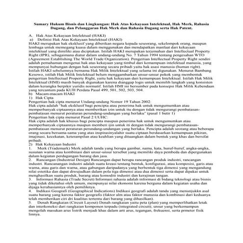 Hbl, laila choirun nisa, hapzi ali, hak atas kekayaan intelektual, hak merk, rahasia dagang, dan ...