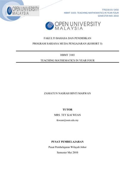 MANUAL PENGGUNA (MATHEMATICS YEAR 4) | PDF