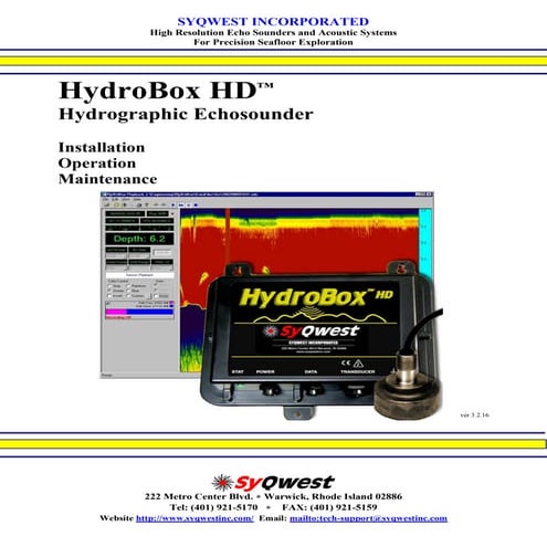 HydroBox HD™ Hydrographic Echosounder Manual | PDF