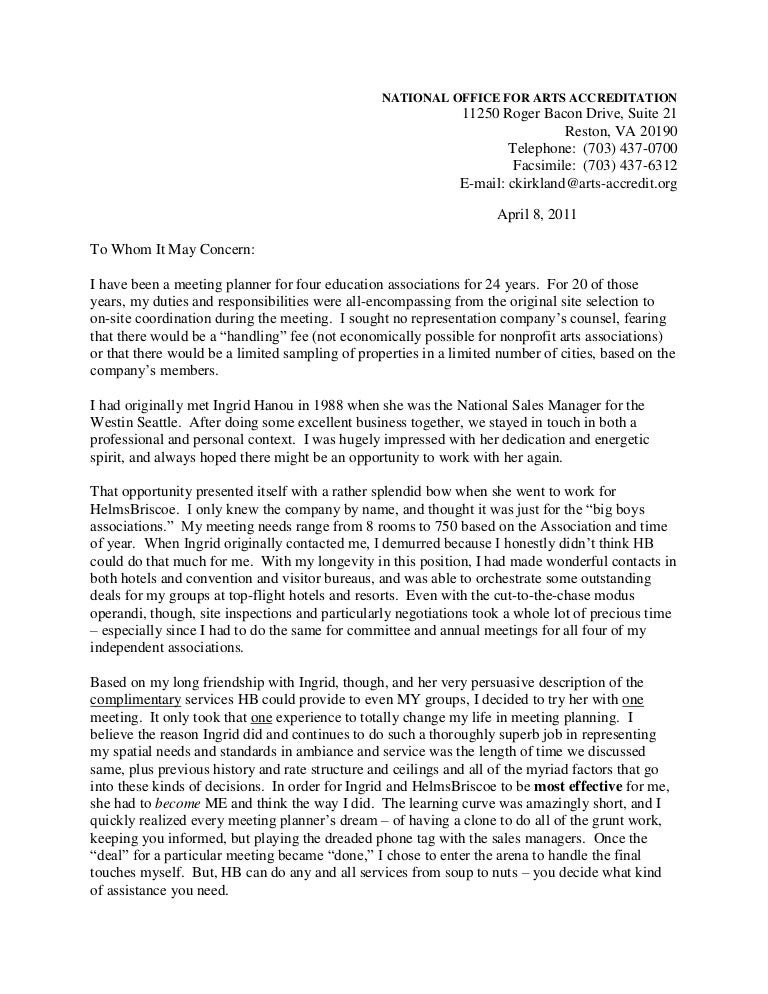 HelmsBriscoe Recommendation Letter Ingrid Hanou