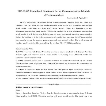 Hc 05-at command-set | PDF