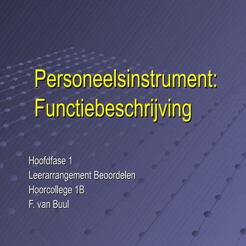 Hc 2 Fuwa En Bel Functiebeschrijven | PPT