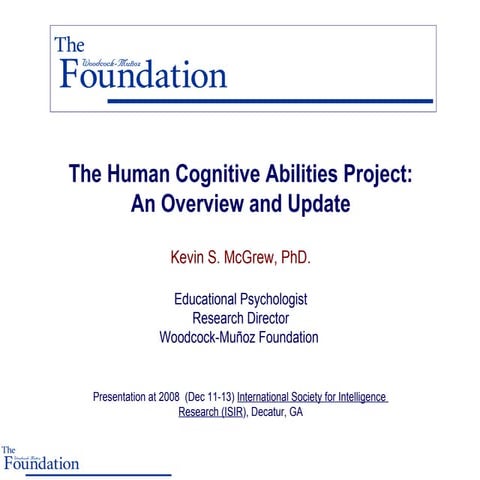 WMF Human Cognitive Abilities Project Overview and Update | PPT