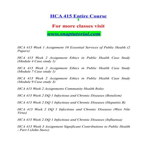 Hca 415 Effective Communication-snaptutorial.com