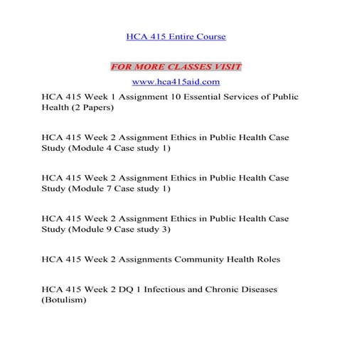 HCA 415 AID Education Counseling--hca415aid.com