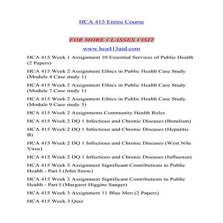 HCA 415 AID Knowledge Specialist--hca415aid.com