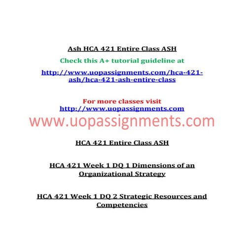 HCA 421 Entire Course NEW | PDF
