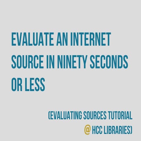 HCC - Evaluating Internet Sources | PDF