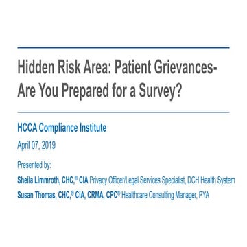 Hidden Risk Area: Grievances- Are you Prepared for a Survey? | PPTX