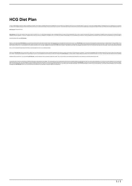 Hcg Diet Plan Pdf
